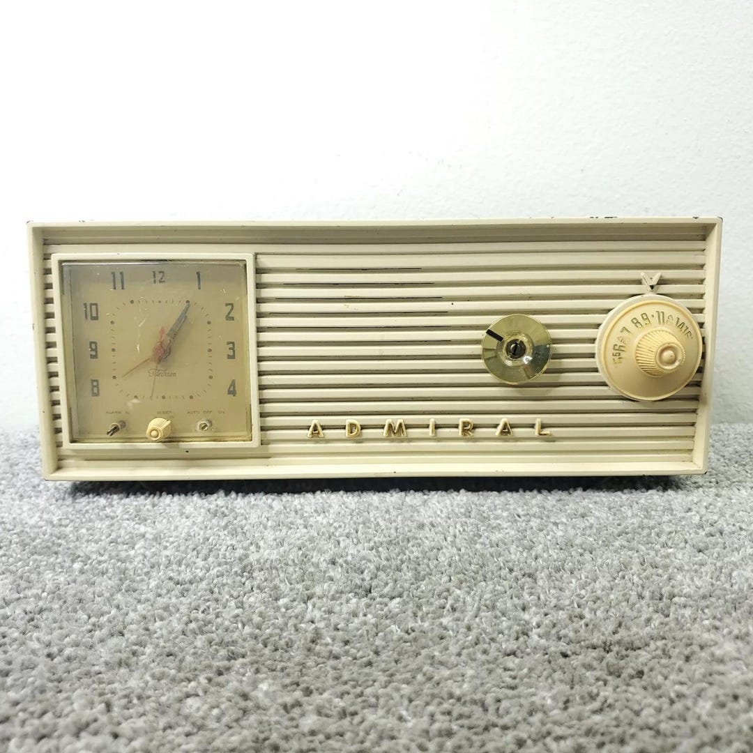 Vintage Admiral 5B43 Tube Radio Clock Telechron Cream White Tabletop ...