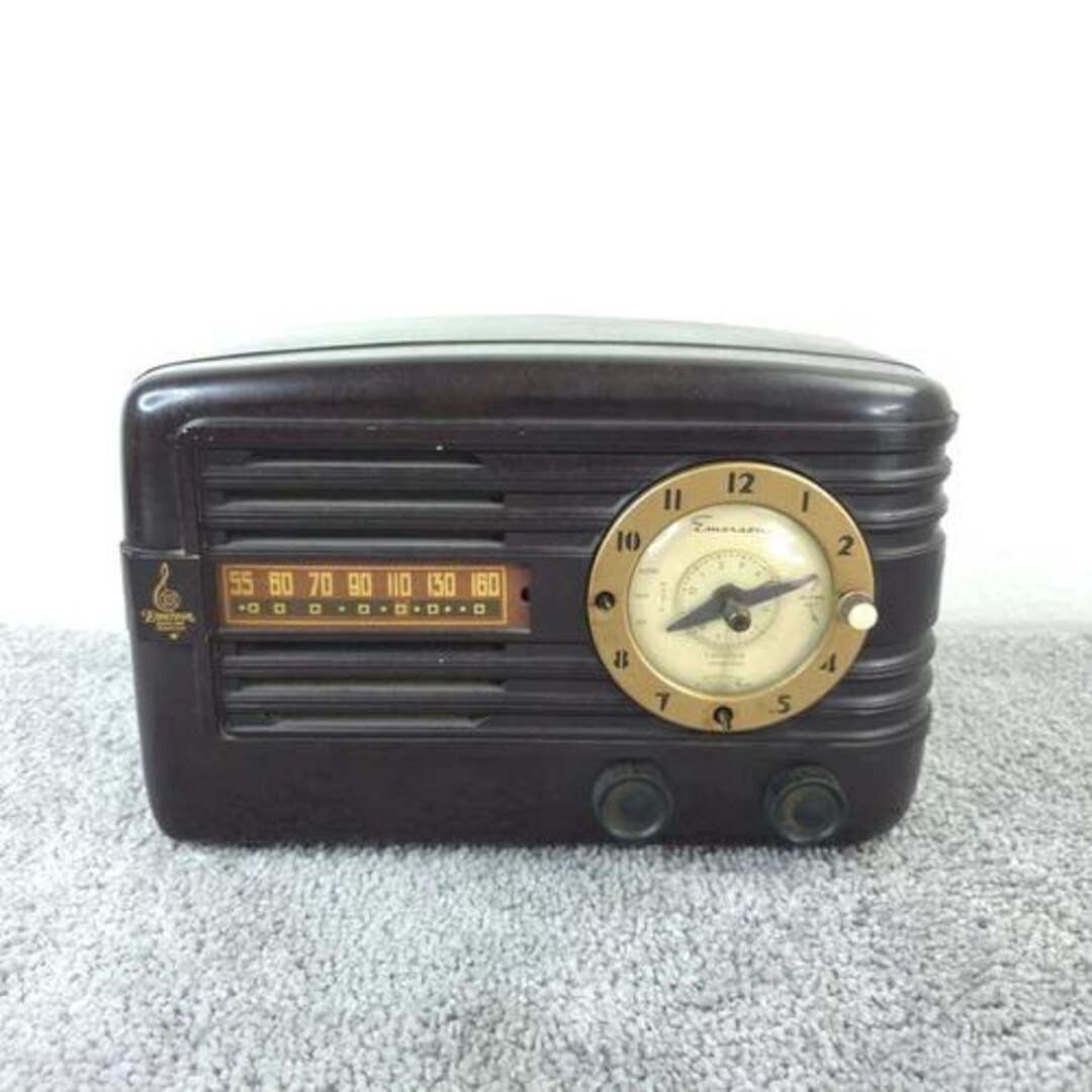 Emerson 671 Tube Radio Clock Bakelite AM Tabletop Vintage 1950's MCM ...