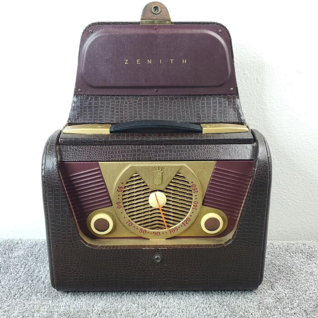 Vintage Zenith Tube Radio Model H503 Brown Leatherette Portable Tested ...