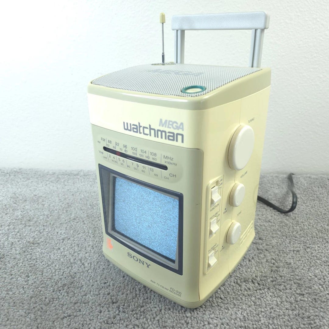 Sony Mega Watchman FD-510 Portable B&W Tv FM/AM Radio Vintage 1980s ...