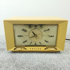 Philco Tube Radio Clock Model D-734 AM Vintage Beige Yellow MCM Not ...
