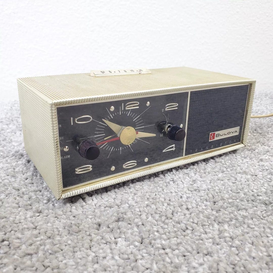 Vintage Bulova Clock Transistor Radio 130 Series Mini Mid Century ...