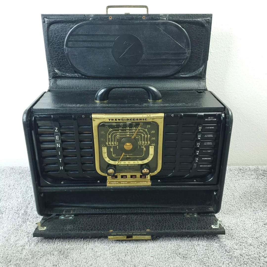 Zenith Transoceanic Portable Tube Radio Model 8g005tz1y 8G005 Vintage ...