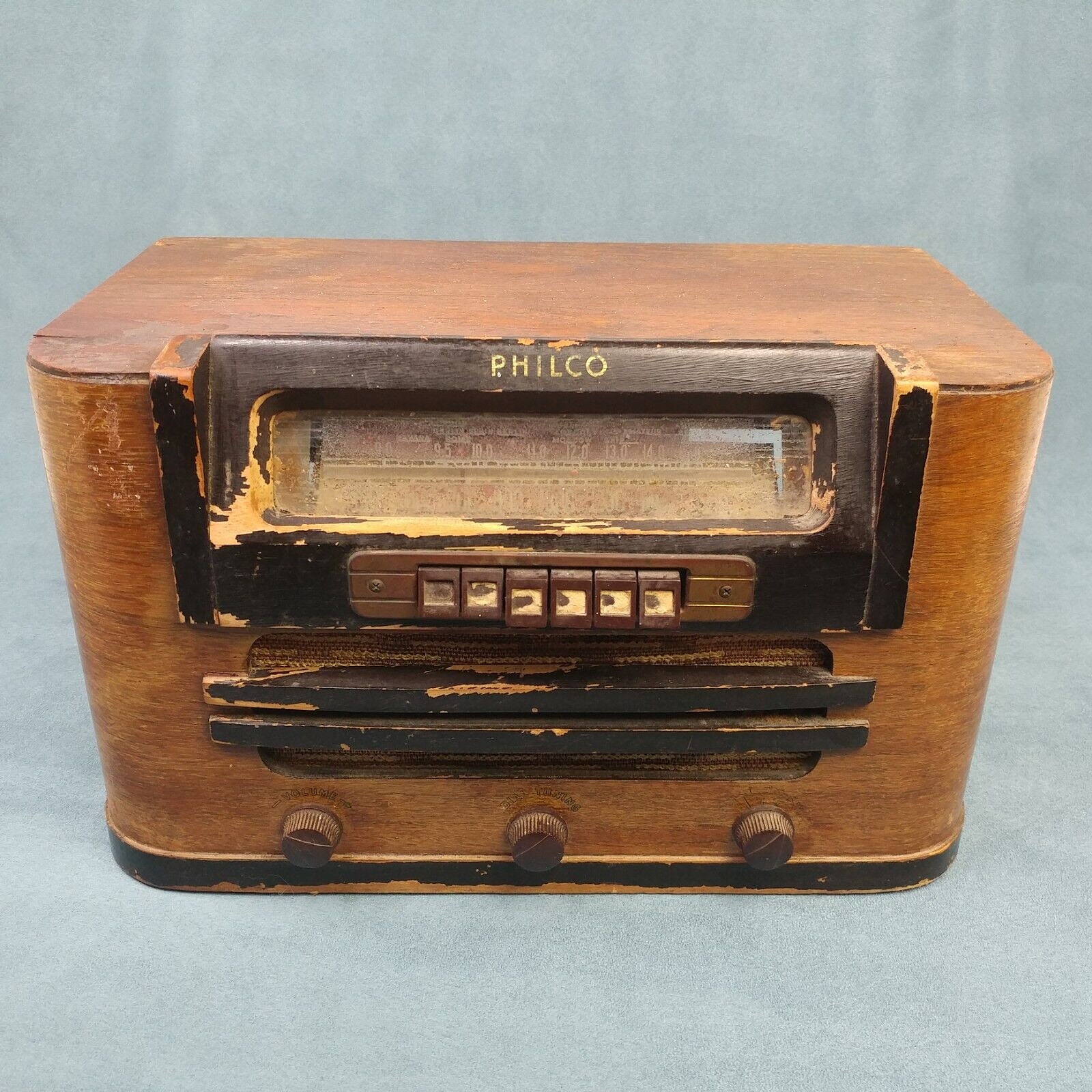 Philco Tube Radio Push Button Wood AM 42-327 1940's - Etsy