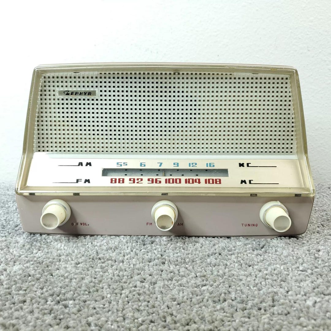 Sansei Zephyr Tube Radio AM/FM Made in Japan Vintage 1960's Pink Beige ...