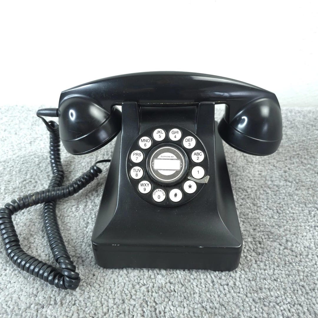 Vintage 1950's Style Pushbutton Retro Telephone Rotary Look Black 2003 ...