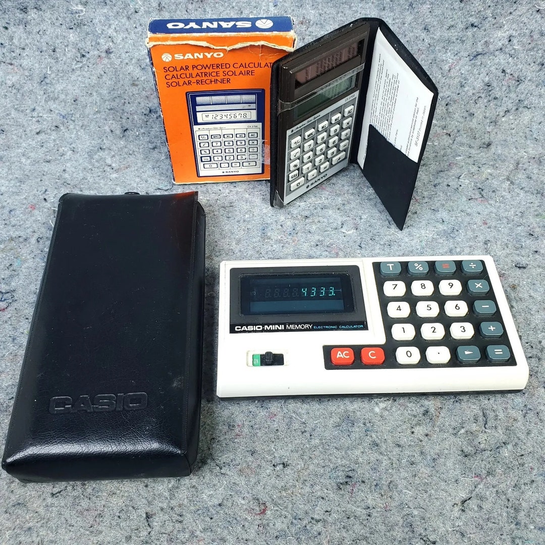 Casio Mini Memory Electronic Calculator and Sanyo CX-2700 Vintage 1970 ...