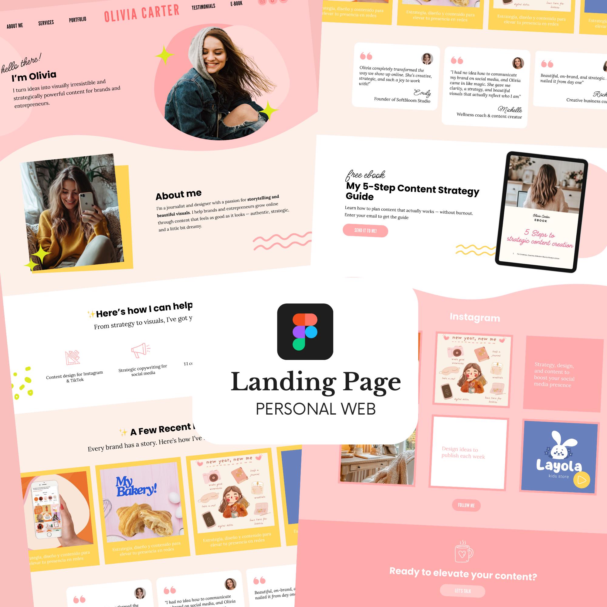Figma Landing Page Template - Instant Download - Chic Digital Product ...