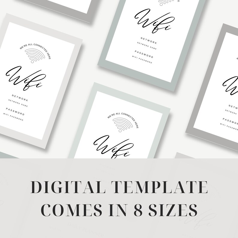 Wifi Password Sign | Printable, Editable Wifi Sign Template, 4x6, 5x7 ...