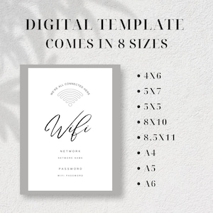 Wifi Password Sign | Printable, Editable Wifi Sign Template, 4x6, 5x7 ...