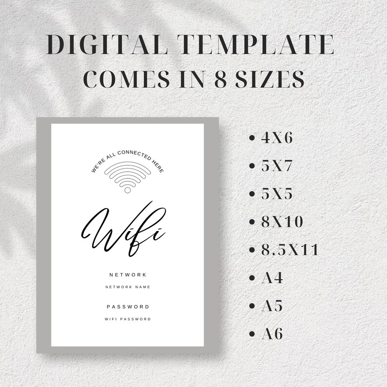 Wifi Password Sign | Printable, Editable Wifi Sign Template, 4x6, 5x7 ...