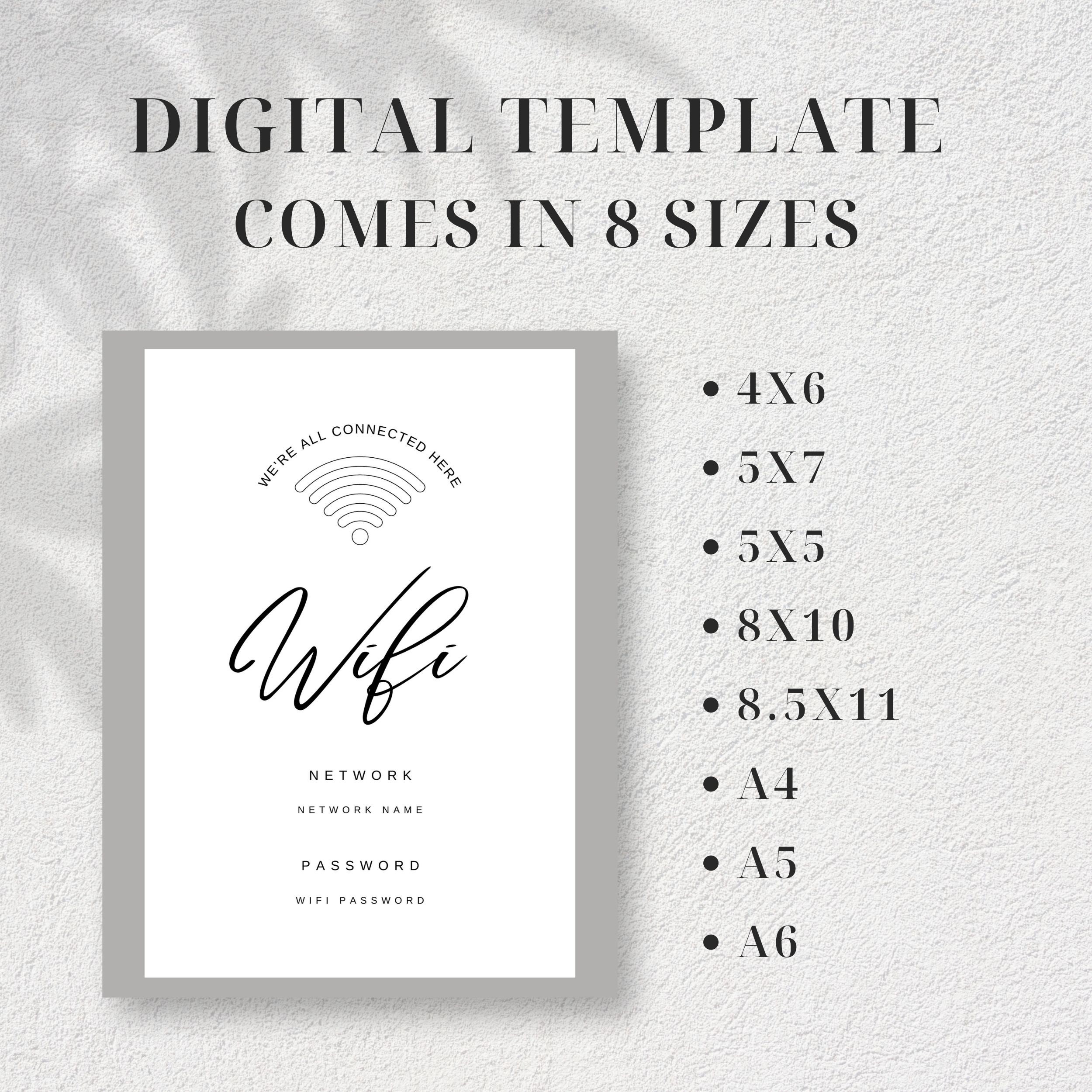 Wifi Password Sign | Printable, Editable Wifi Sign Template, 4x6, 5x7 ...
