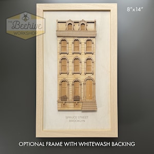 Brooklyn Brownstone Wall Art: Laser Cut Maple or Cherry Wood Relief - Etsy