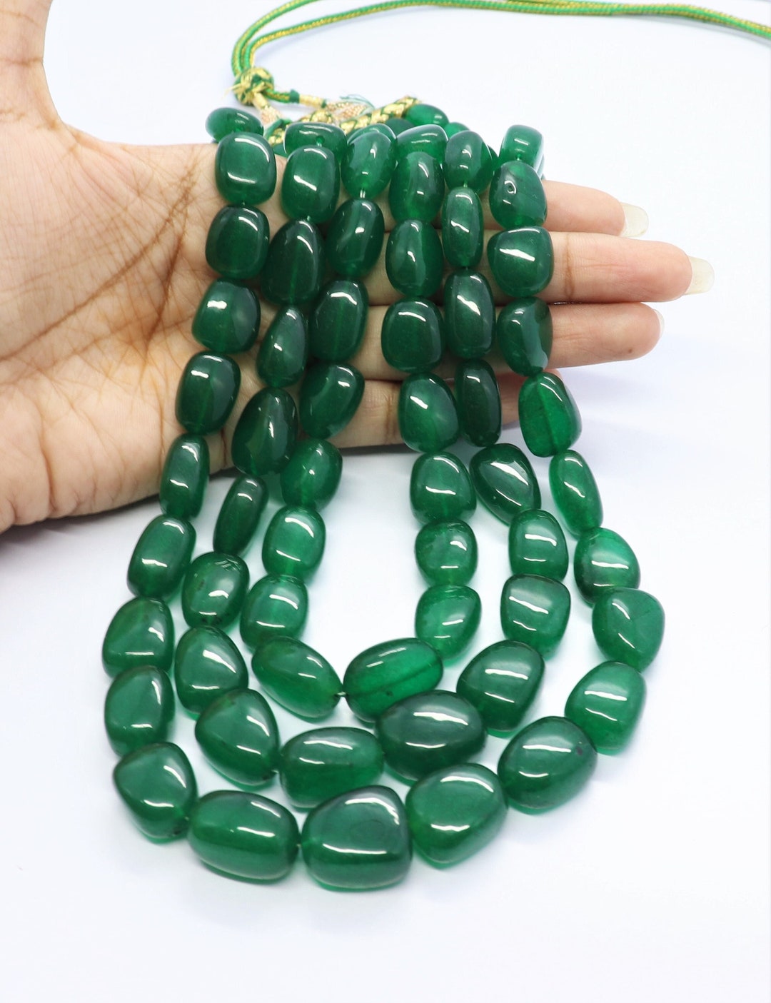 3 Strand AAA Emerald Quartz Smooth Uneven Shape Nuggets, 11x13-14x17 MM ...