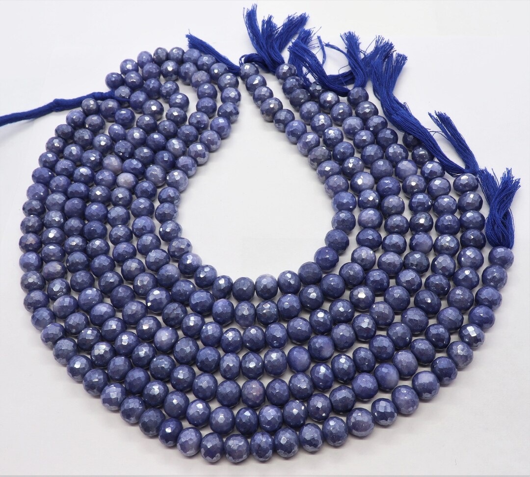 Blue Silverite Faceted Round Balls, Coated Silverite Beads, 9-10 MM ...