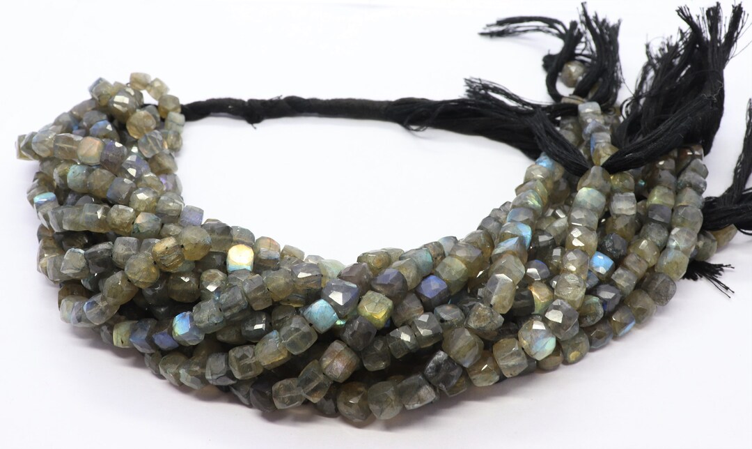 AAA Natural Labradorite Faceted Cube Beads, 6-7 MM 3D Cube Beads, 10 ...