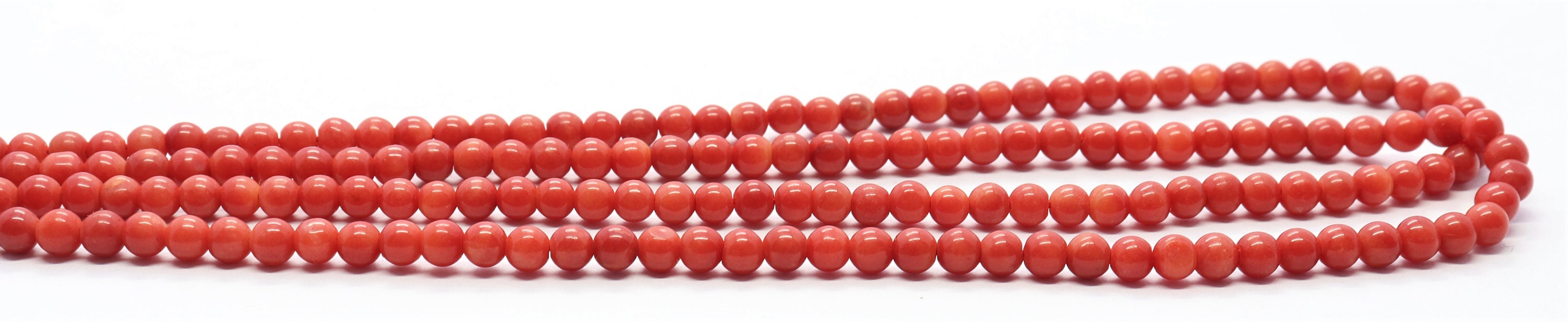 AAA Natural Red Coral Smooth Round Ball, 4 MM Red Coral Round Beads ...