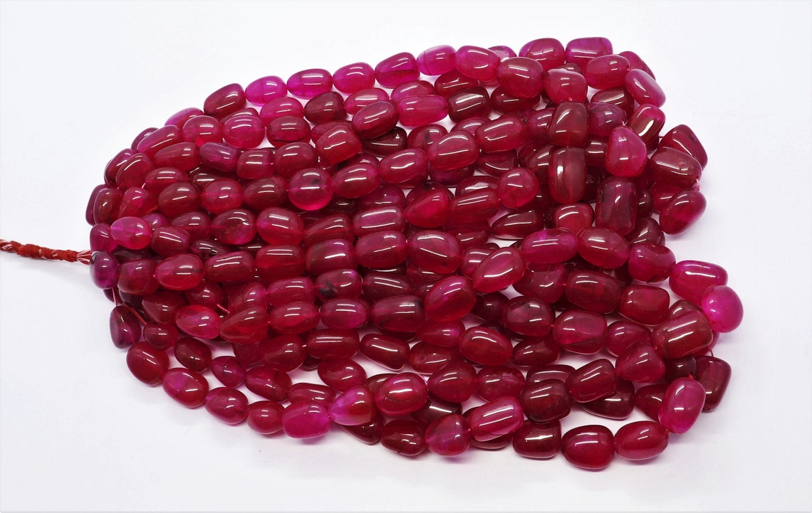 AAA Natural Ruby Quartz Smooth Uneven Shape Nuggets Beads, Ruby Beads ...