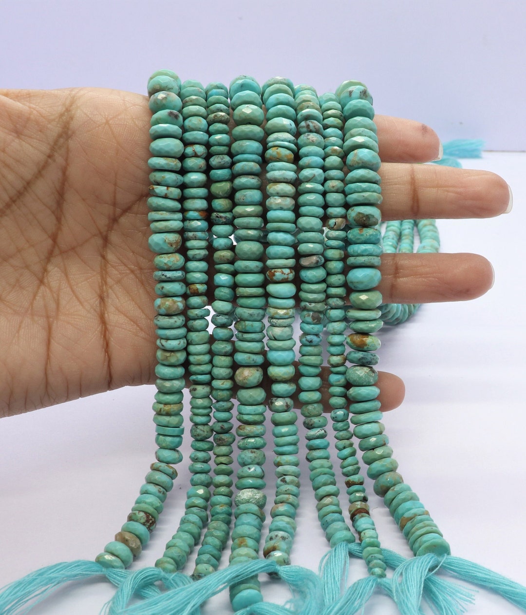 AAA Natural Arizona Turquoise Faceted Rondelle Beads, Arizona Turquoise ...