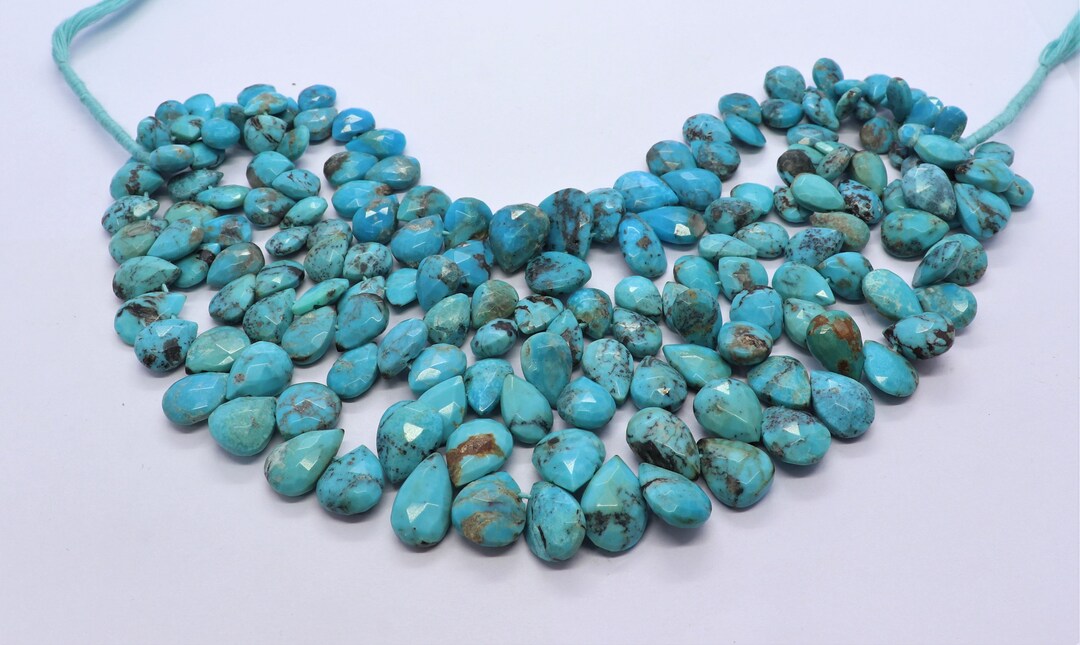 Beautiful Arizona Turquoise Faceted Pear Shape Beads, 7x9 -9x12 Mm ...
