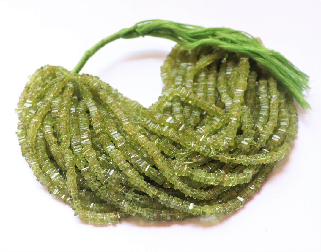 AAA Natural Peridot Heishi Square Beads, 4.5-5 Mm Peridot Beads, 16 ...