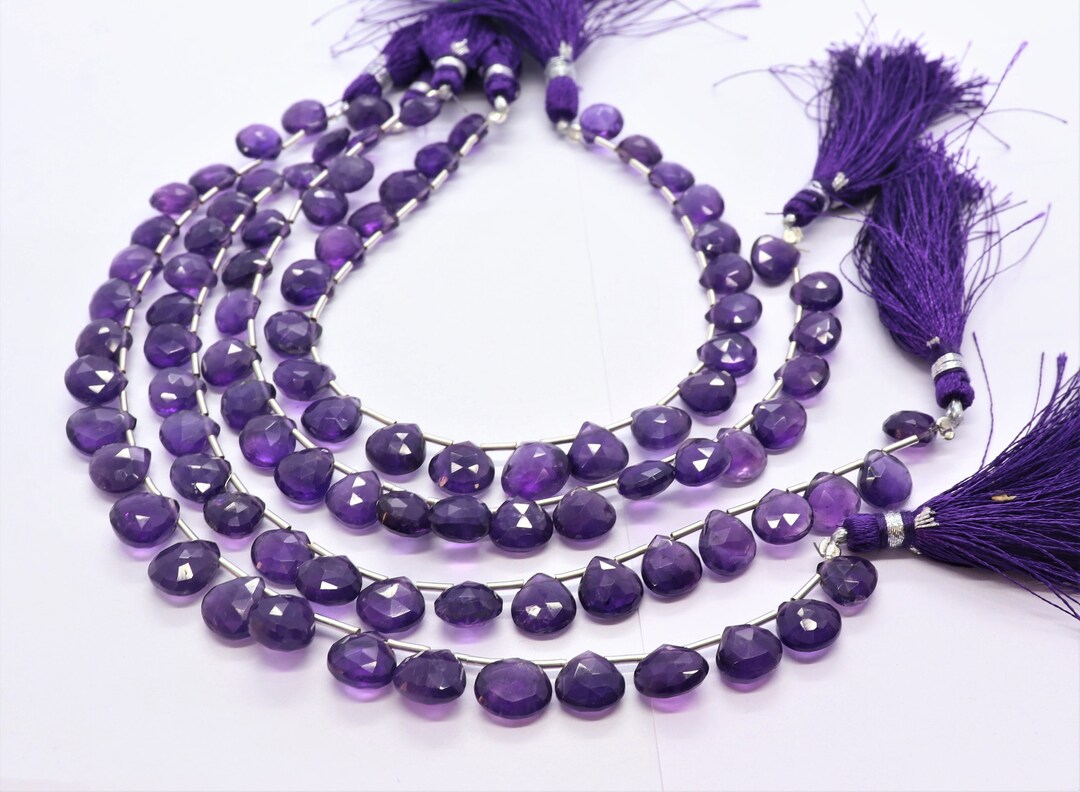 AAA Natural African Amethyst Faceted Heart Shape Beads, 7-8 MM Amethyst ...