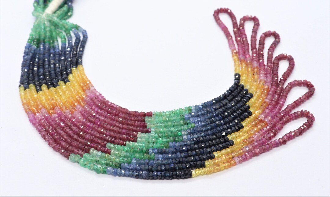 AAA Natural Multi Precious Faceted Rondelle Beads, 2.5-2.75 MM Multi ...