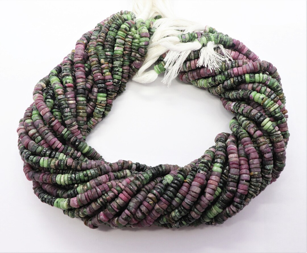 AAA Natural Ruby Zoisite Heishi Washer Beads, 5.5-6 MM Zoisite Heishi ...