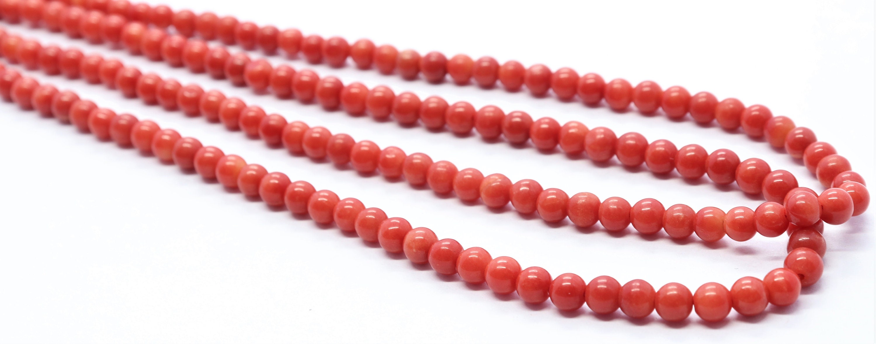 AAA Natural Red Coral Smooth Round Ball, 4 MM Red Coral Round Beads ...