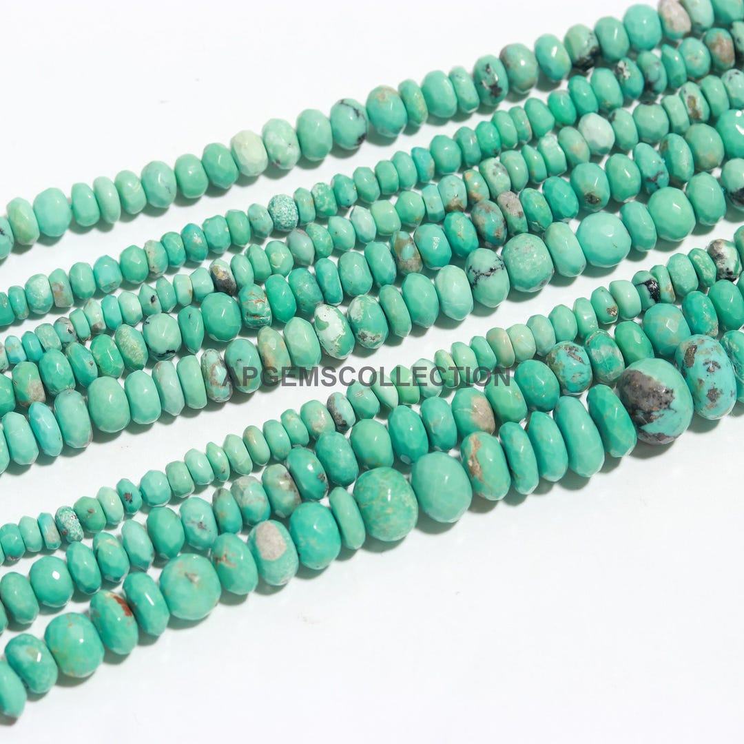 AAA Natural Arizona Turquoise Faceted Rondelle Beads, Arizona Turquoise ...