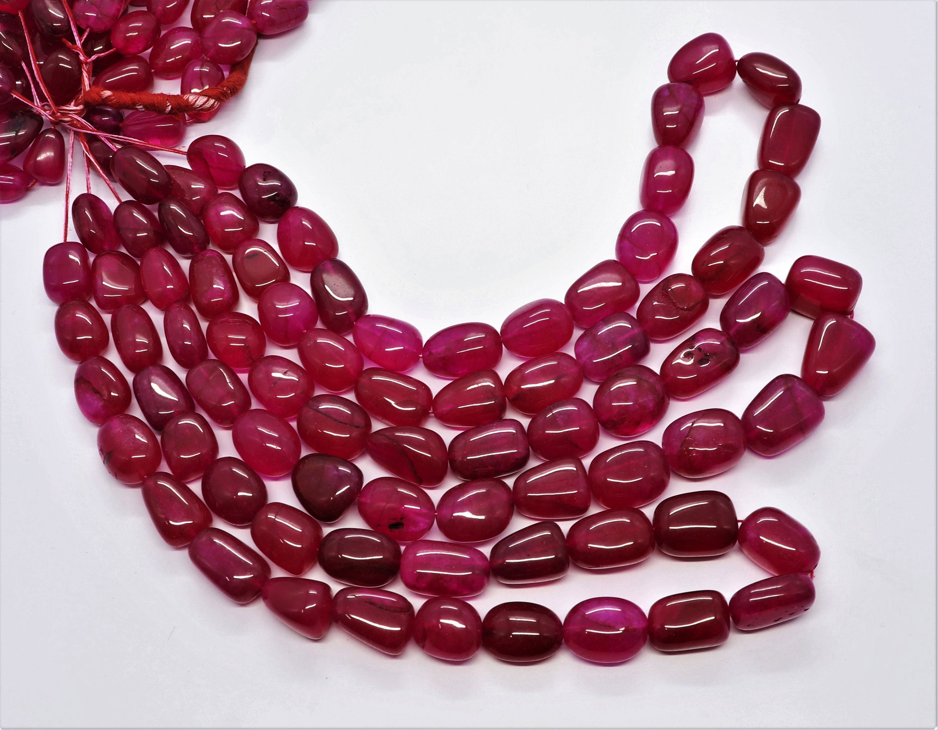 AAA Natural Ruby Quartz Smooth Uneven Shape Nuggets Beads, Ruby Beads ...