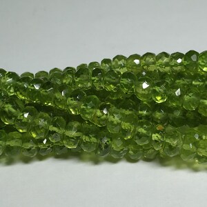 AAA Natural Peridot Faceted Rondelle Beads, 5mm Peridot Beads, 14 Inch ...