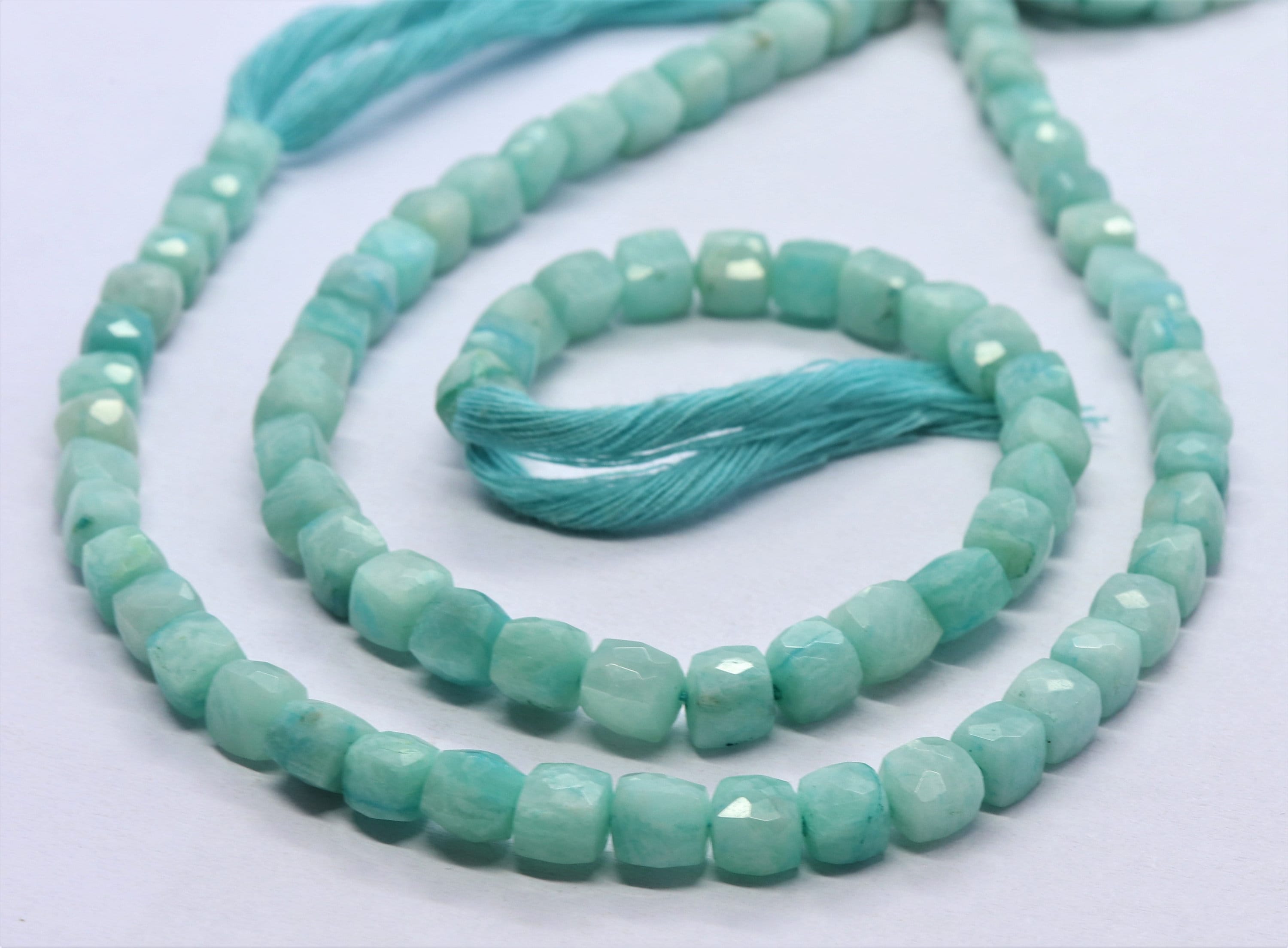 AAA Natural Amazonite Faceted Cube Beads, 5.5-6 MM Amazonite Beads , 10 ...