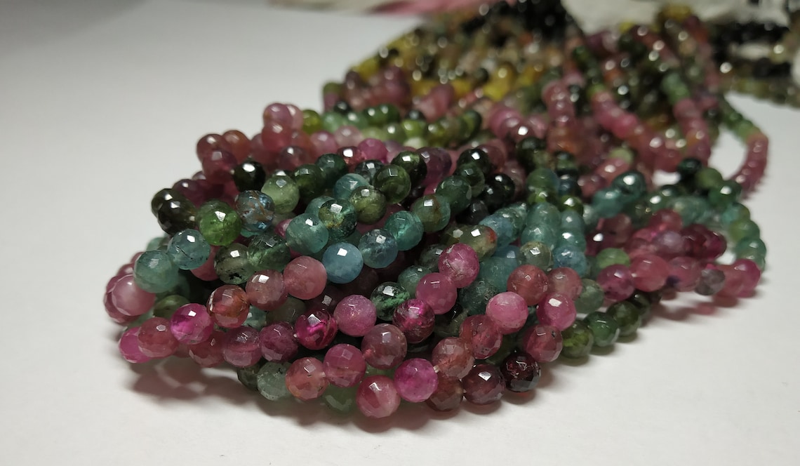 AAA Natural Multi Tourmaline Faceted Round Balls Beads 4-5 mm | Etsy