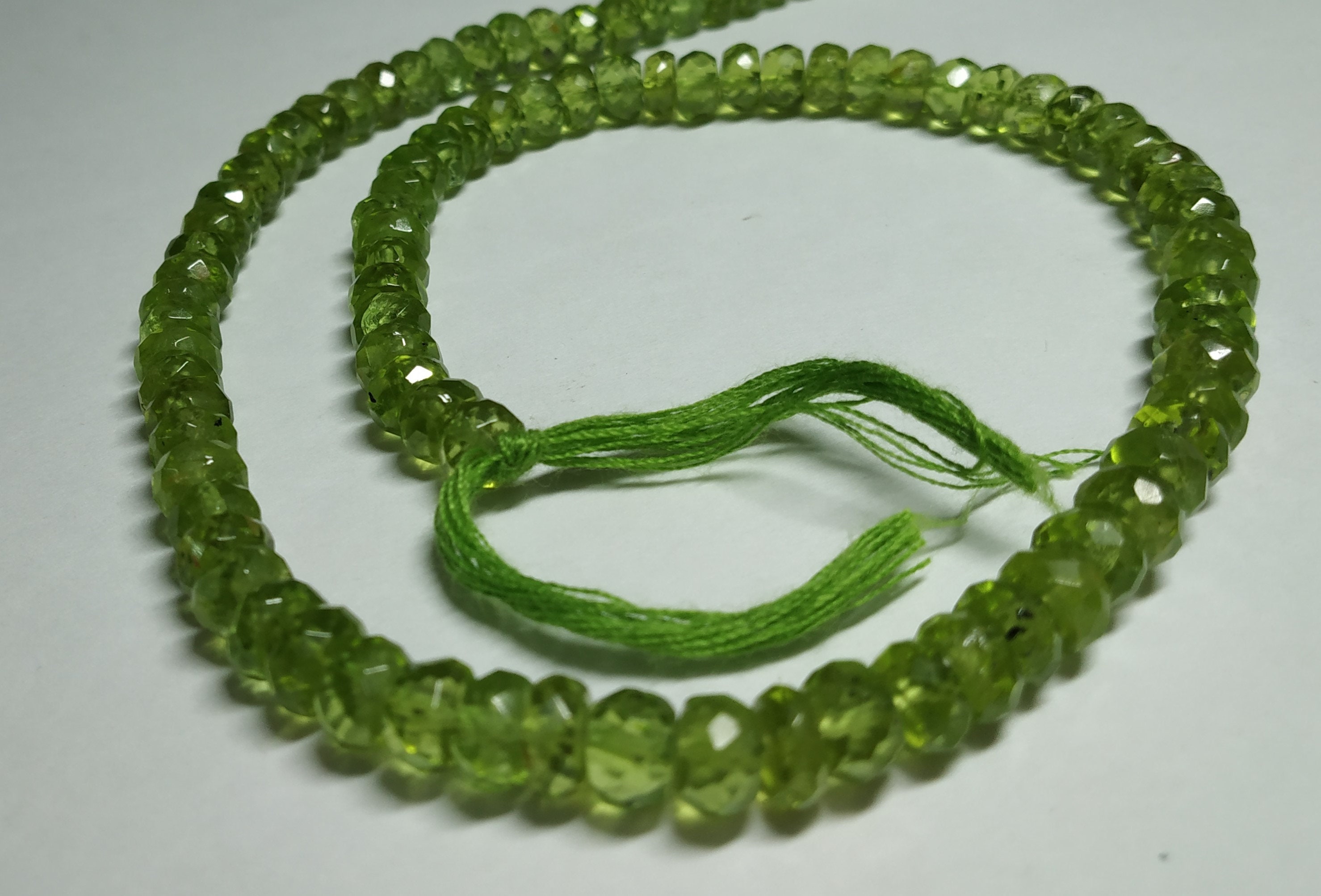 AAA Natural Peridot Faceted Rondelle Beads, 5mm Peridot Beads, 14 Inch ...