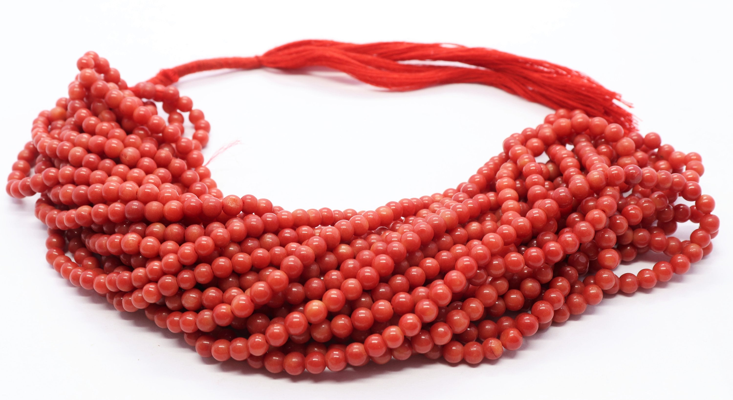 AAA Natural Red Coral Smooth Round Ball, 4 MM Red Coral Round Beads ...