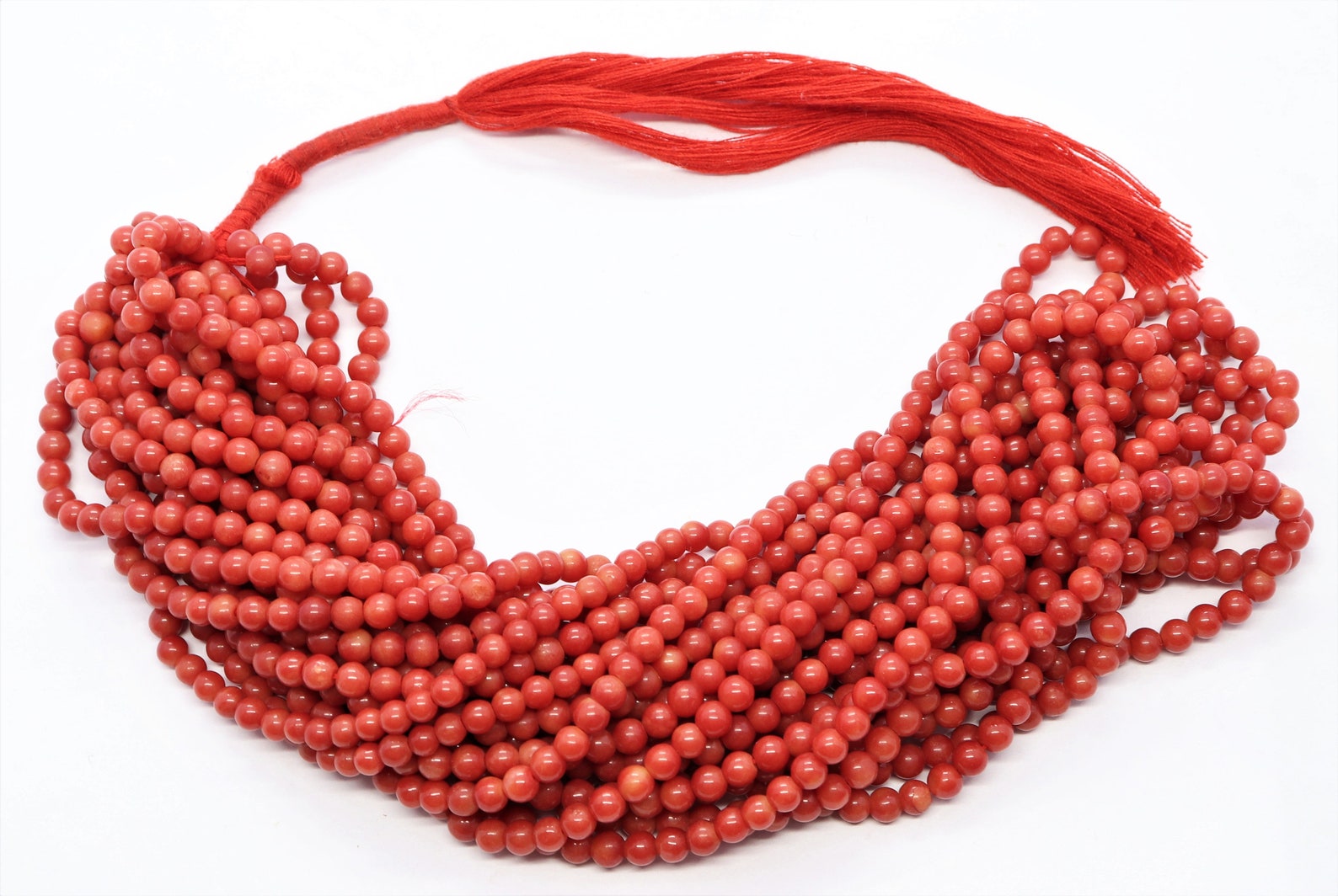AAA Natural Red Coral Smooth Round Ball, 4 MM Red Coral Round Beads ...