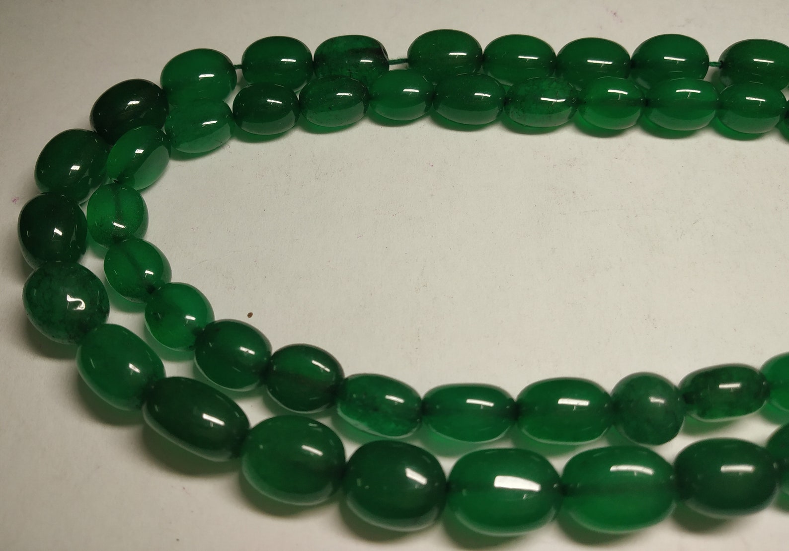 Buy Natural Emerald or Ruby Quartz Smooth Oval Beads Necklace Online in ...