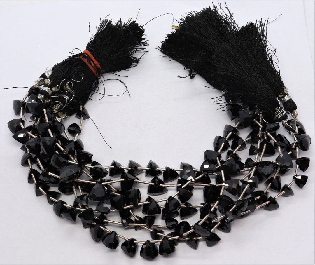 AAA Natural Black Spinal Faceted Side Pyramid Briolette, Black Spinel ...