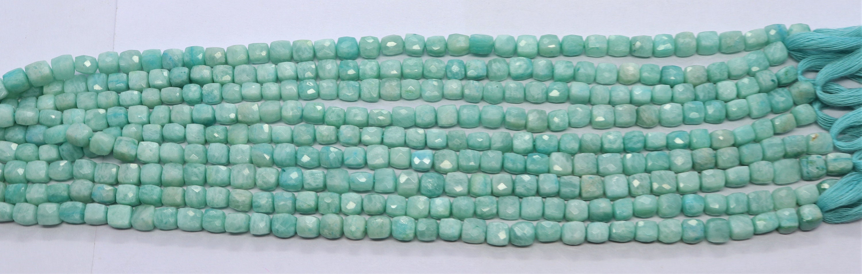 AAA Natural Amazonite Faceted Cube Beads, 5.5-6 MM Amazonite Beads , 10 ...