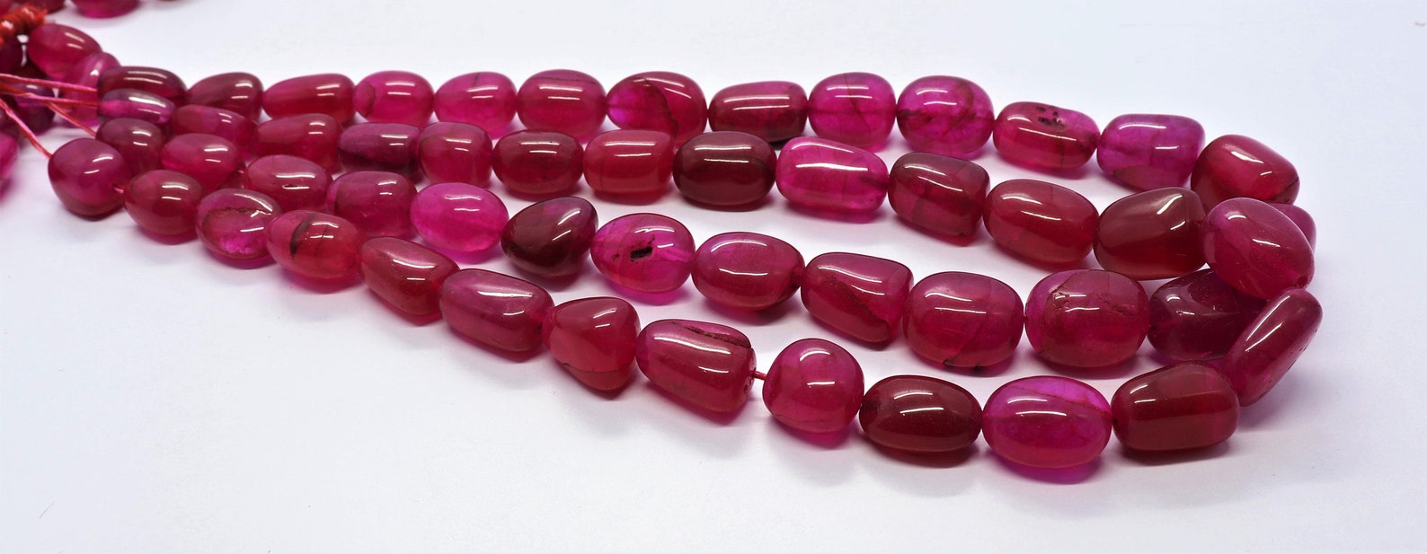 AAA Natural Ruby Quartz Smooth Uneven Shape Nuggets Beads, Ruby Beads ...