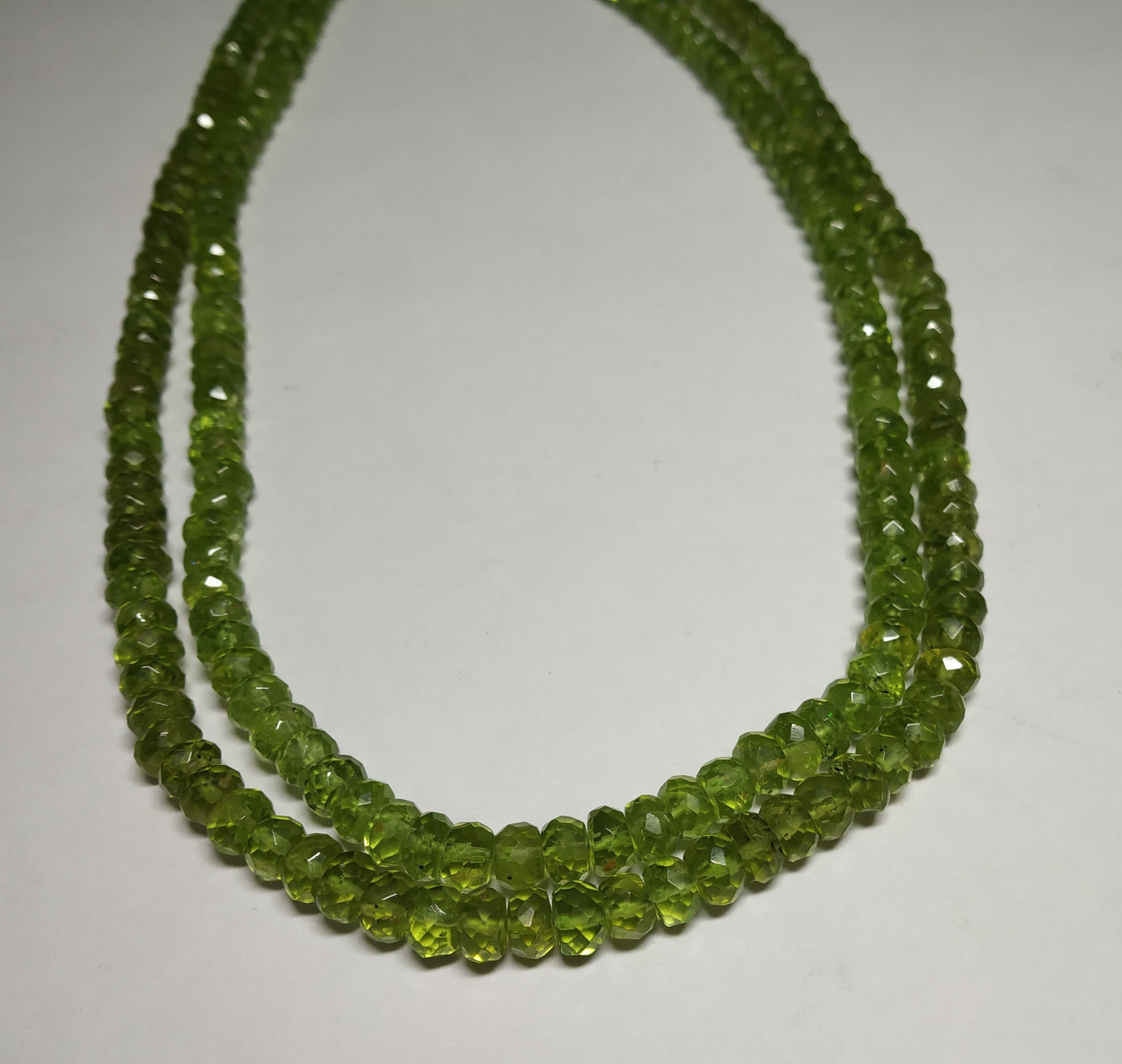 AAA Natural Peridot Faceted Rondelle Beads, 5mm Peridot Beads, 14 Inch ...