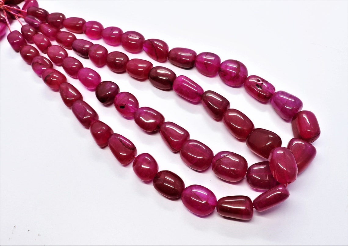AAA Natural Ruby Quartz Smooth Uneven Shape Nuggets Beads, Ruby Beads ...