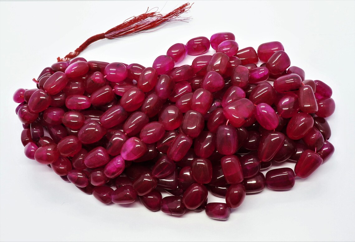 AAA Natural Ruby Quartz Smooth Uneven Shape Nuggets Beads, Ruby Beads ...