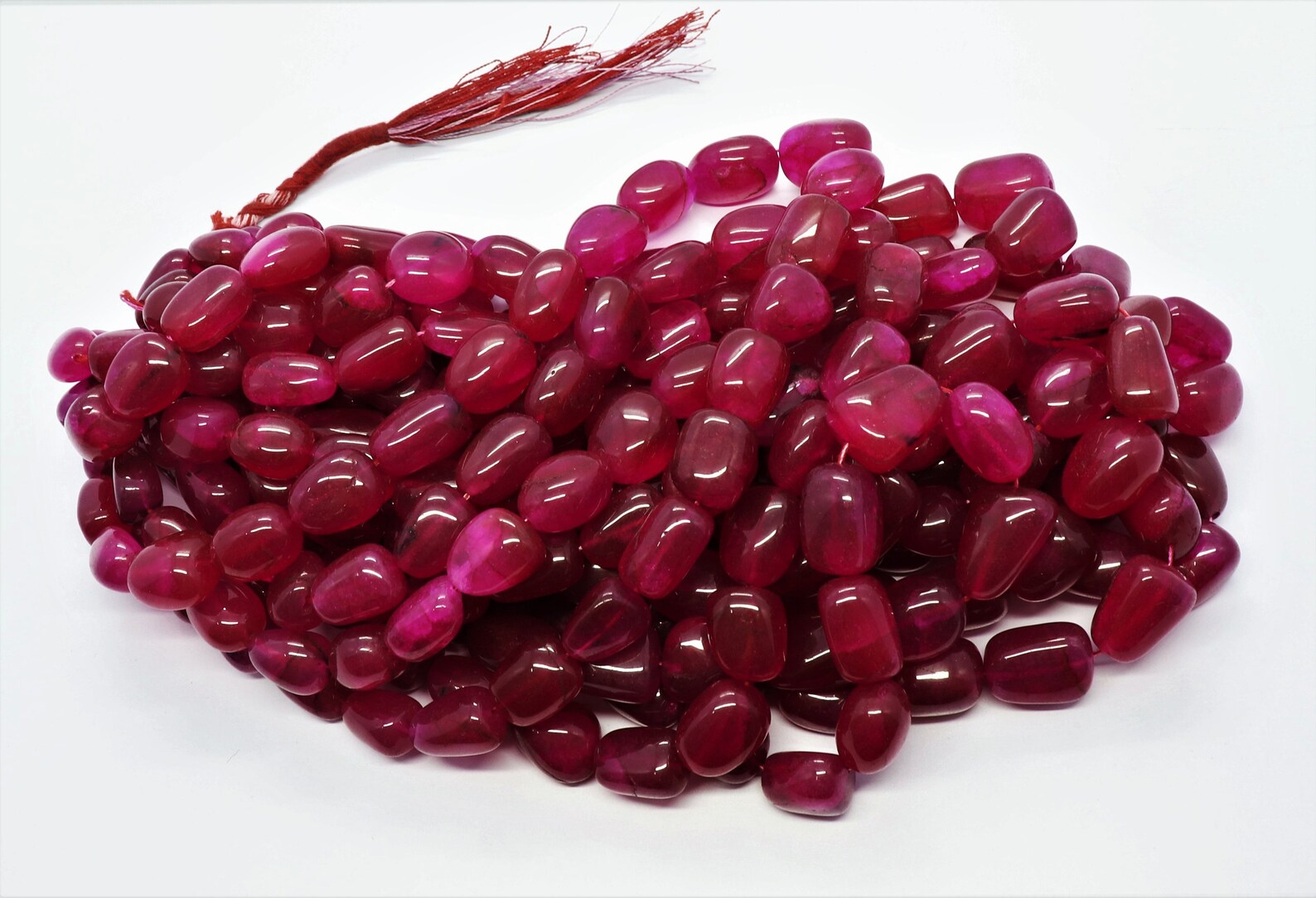 AAA Natural Ruby Quartz Smooth Uneven Shape Nuggets Beads, Ruby Beads ...
