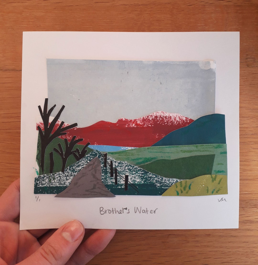 Original Lake District Paper Collage Landscape Brother's Water, Paper ...