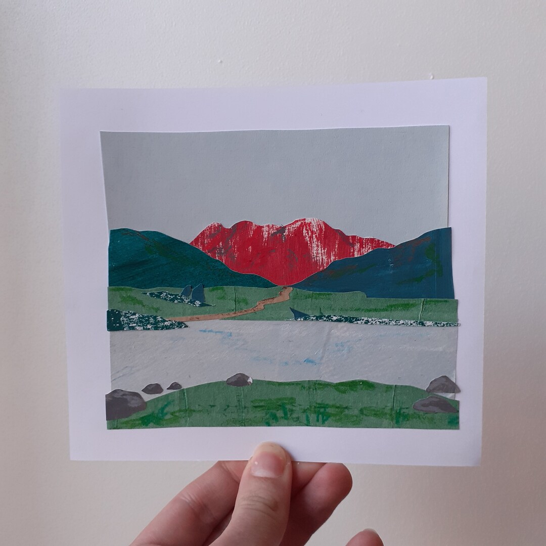Original Blea Tarn Lake District Paper Collage Landscape - Langdale ...