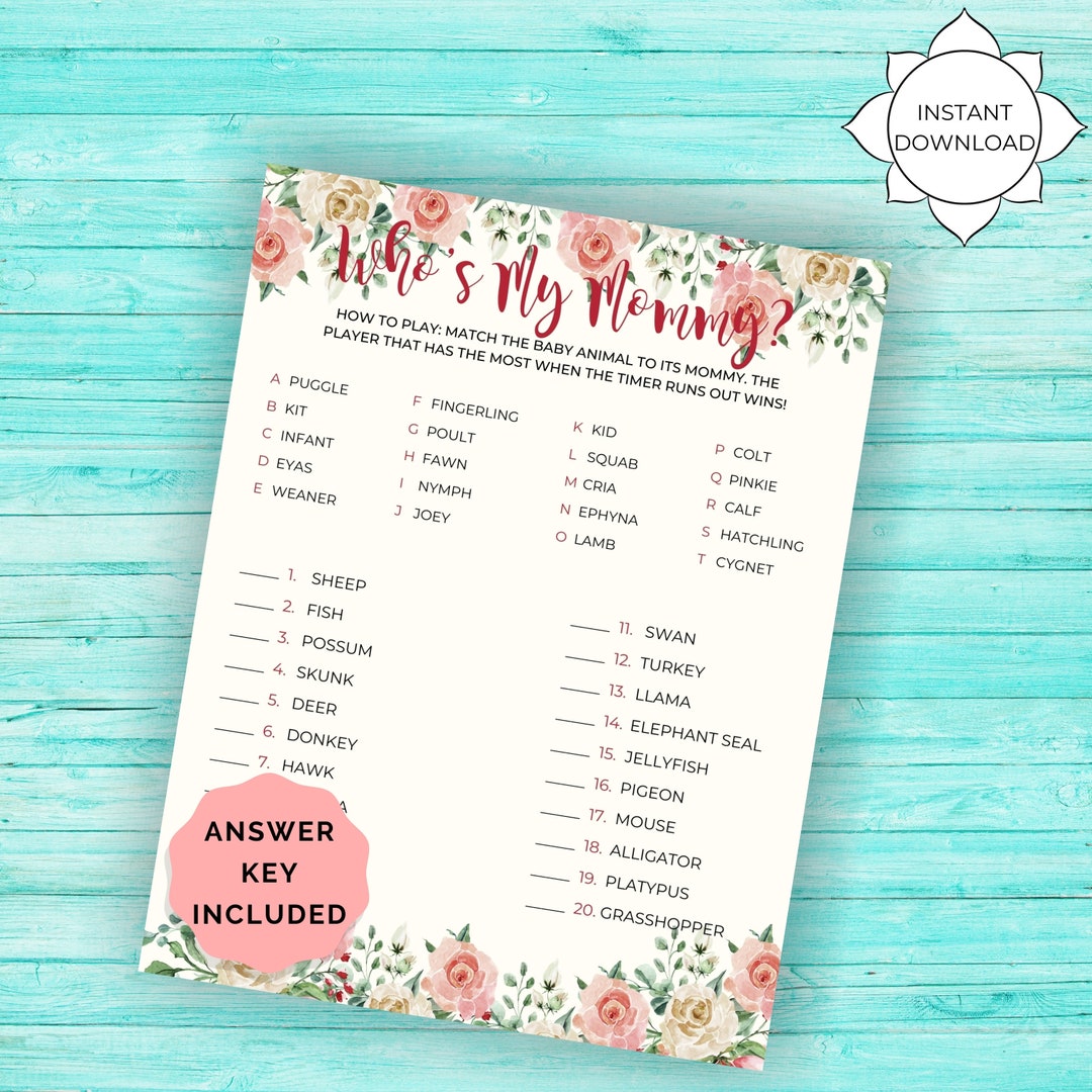 Who's My Mommy Baby Shower Game Guess My Mama - Etsy UK