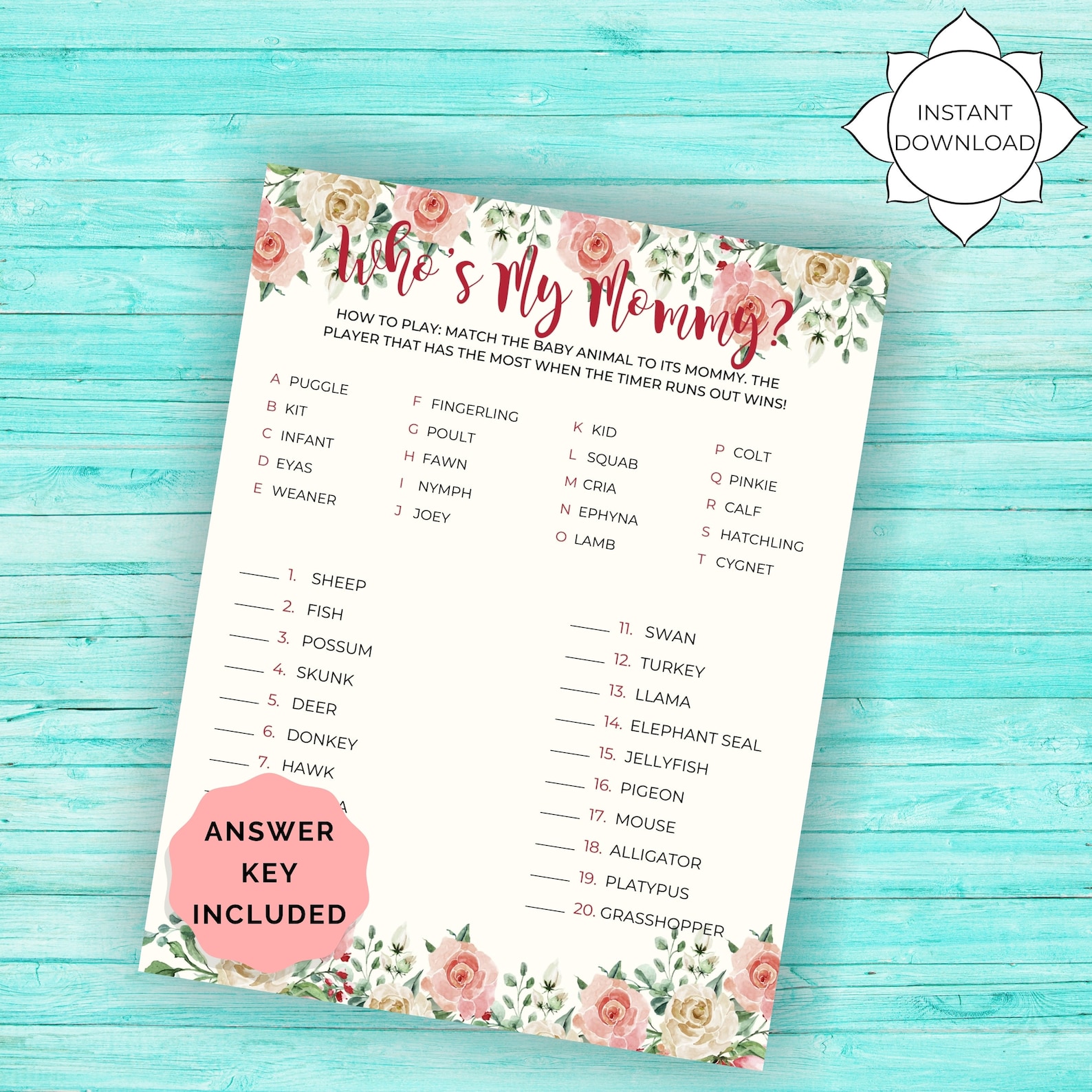 Who's My Mommy Baby Shower Game | Guess My Mama | Printable Boho Baby ...
