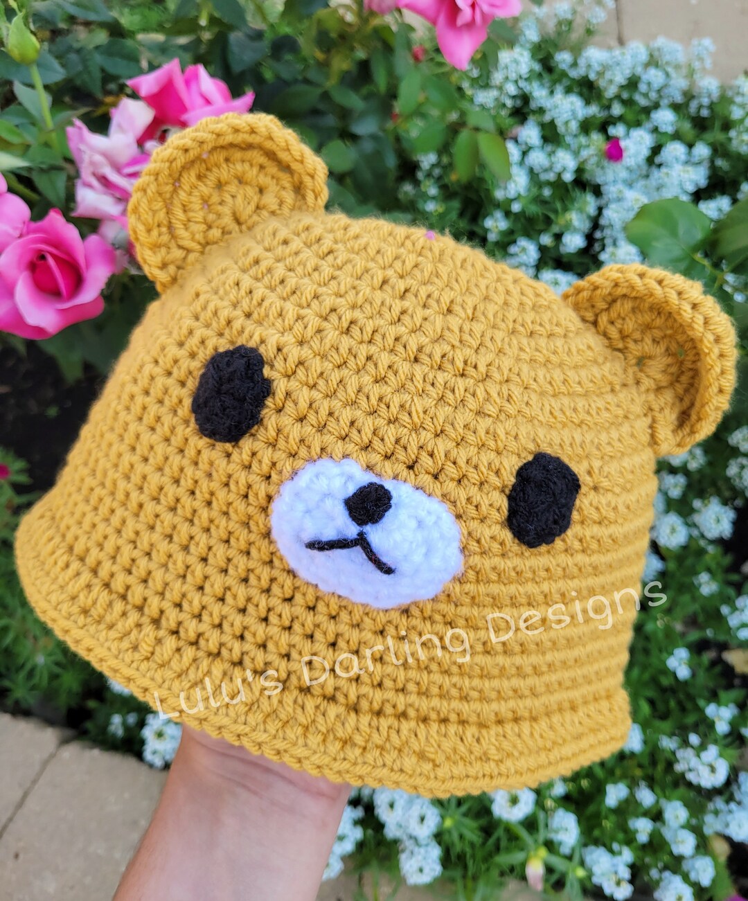 Kuma Bear Crochet Bucket Hat - Etsy